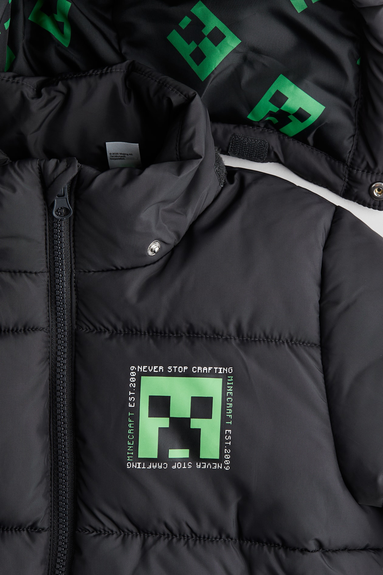 Black/Minecraft Water-Repellent Puffer Jacket for kids | H&M CA