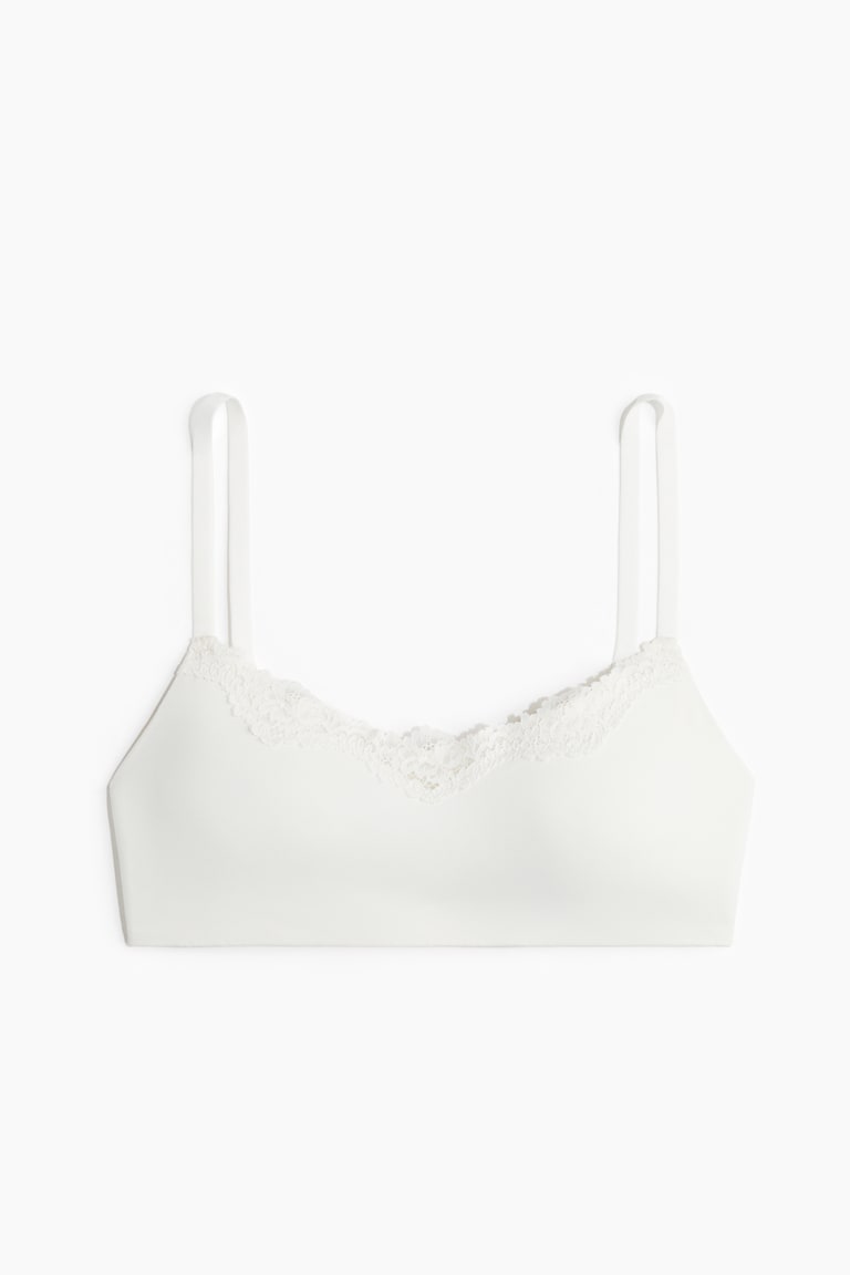Women's White Padded Soft-Cup Microfiber Bra | H&M CA