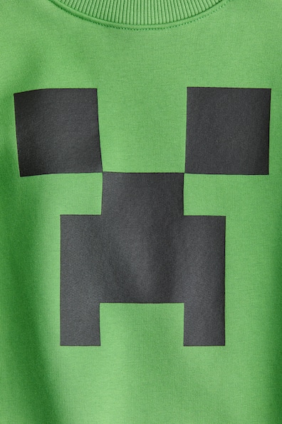 Printed Sweatshirt - Green/Minecraft - Kids | H&M US