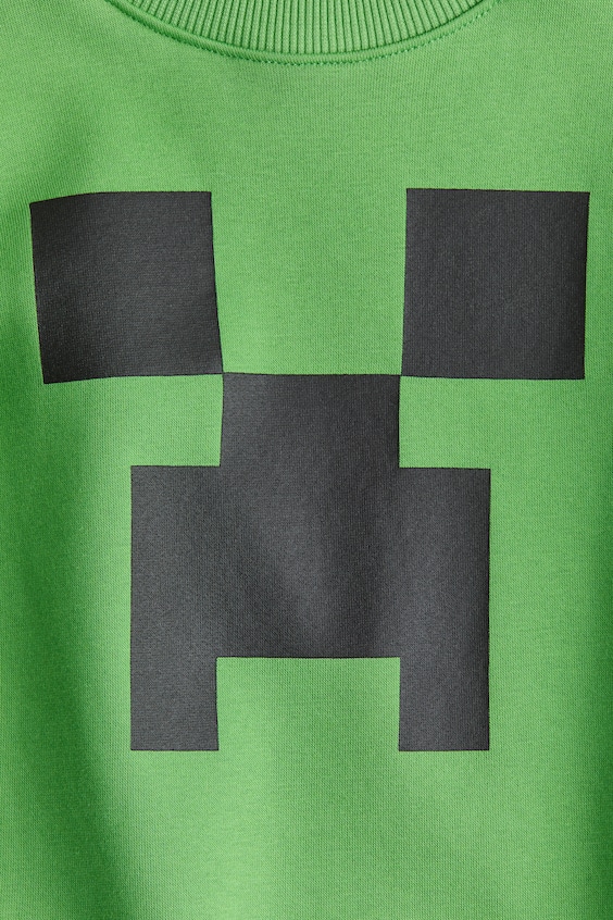 Printed Sweatshirt - Green/Minecraft - Kids | H&M US