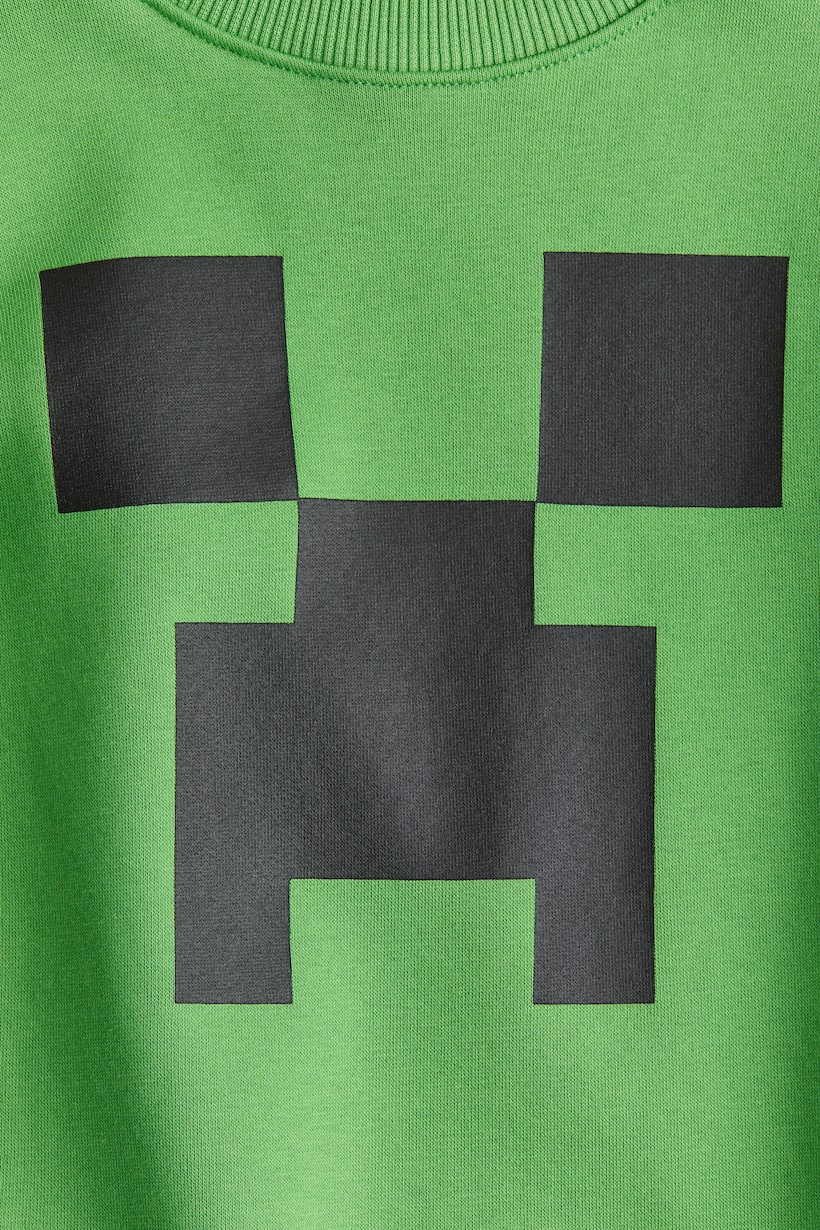 Printed Sweatshirt - Green/Minecraft - Kids | H&M US