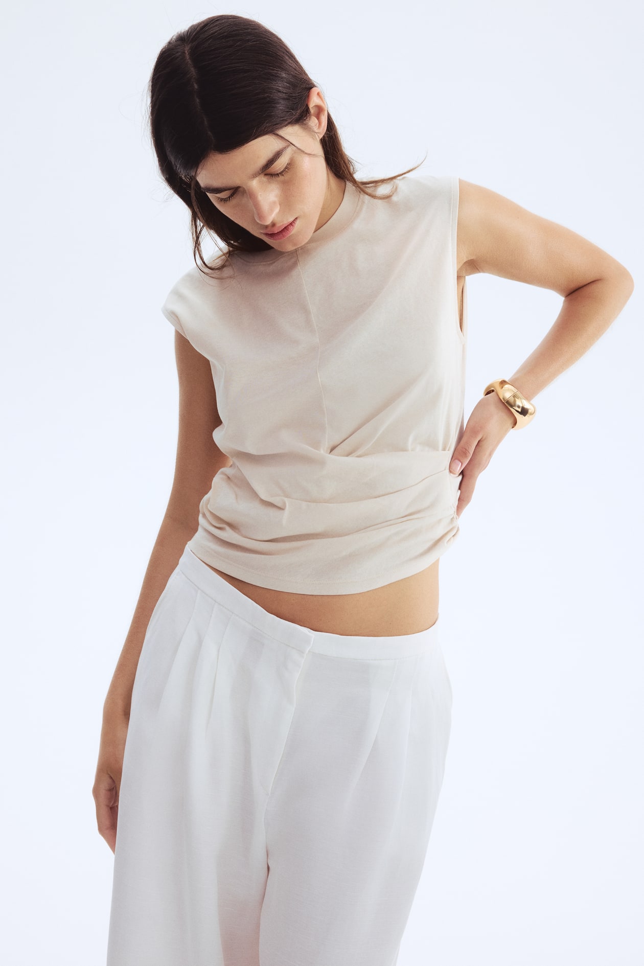 Gedrapeerde top - Lichtbeige - DAMES | H&M NL