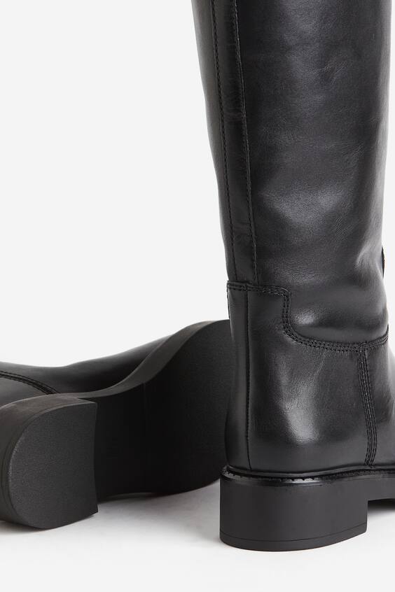 Knee-high Leather Boots - Black - Ladies | H&M US