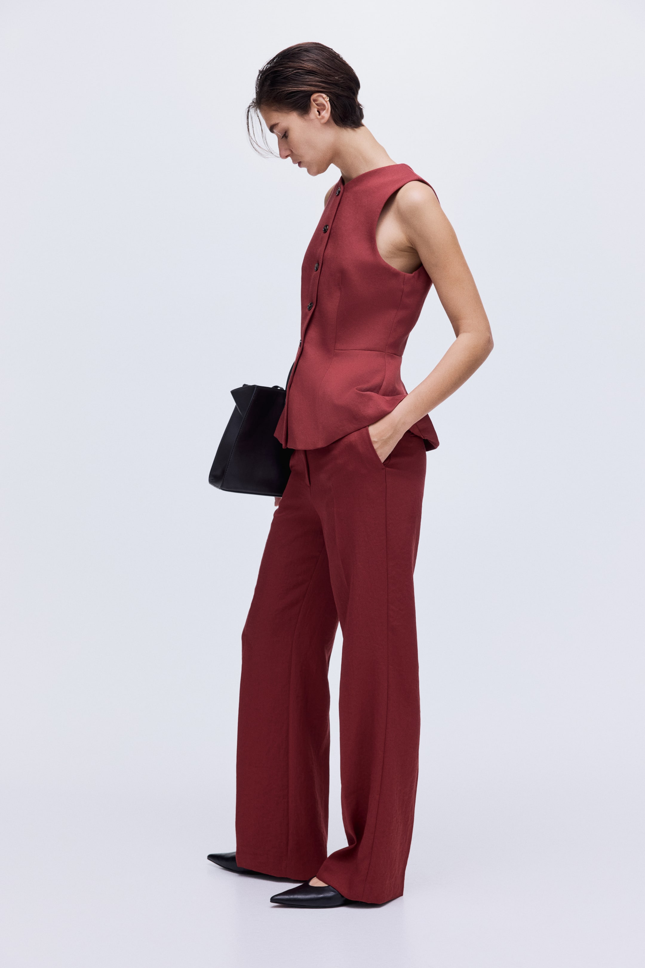 Stylede bukser - Mørkerød - DAME | H&M DK