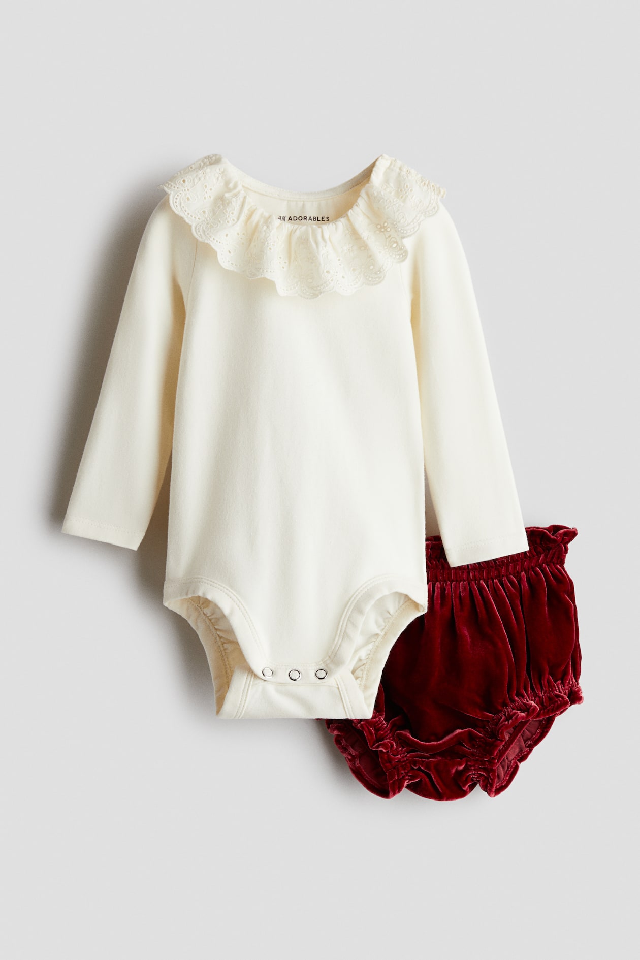 Ensemble 2 pièces avec body et culotte bouffante - Rouge foncé/blanc ...