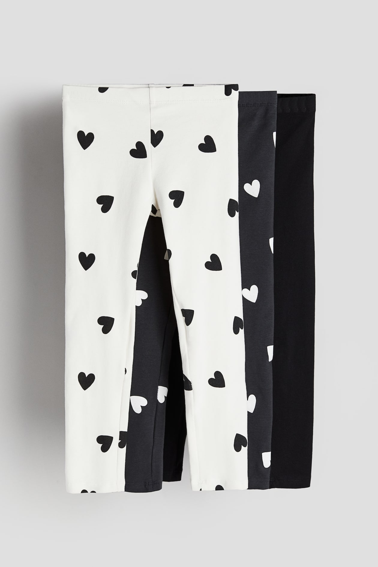 Dark gray/hearts 3-pack Jersey Leggings for kids | H&M CA