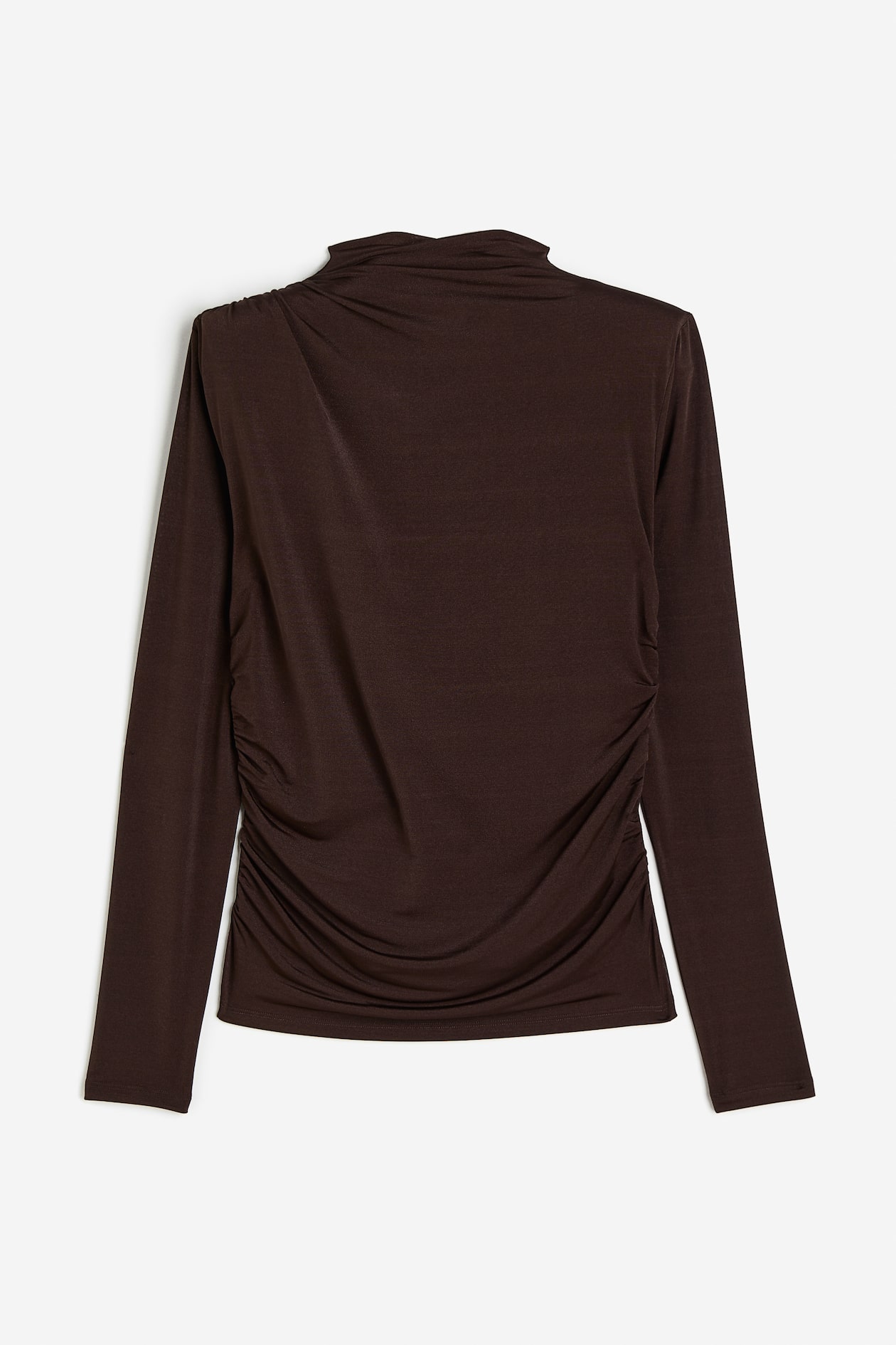 Top drapeado con cuello perkins - Marrón oscuro - MUJER | H&M ES