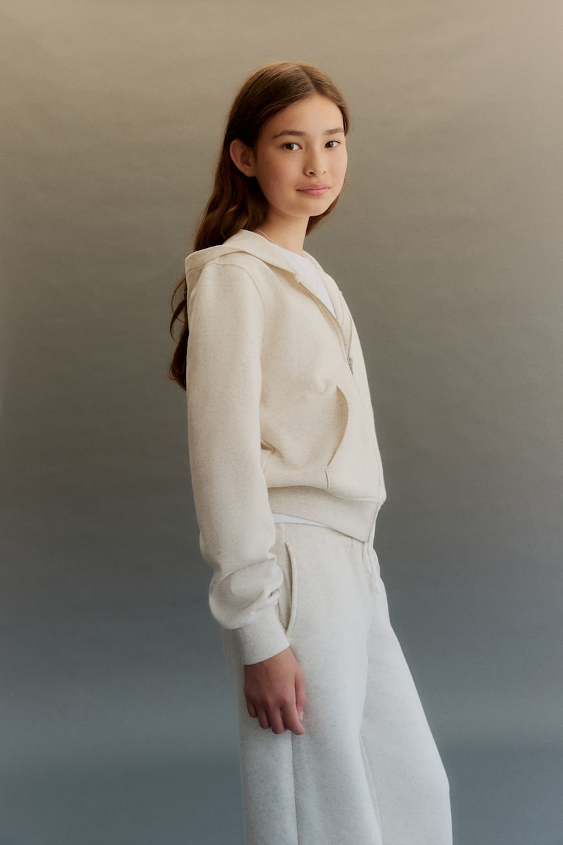 Zip-through hoodie - Cream marl - Kids | H&M GB