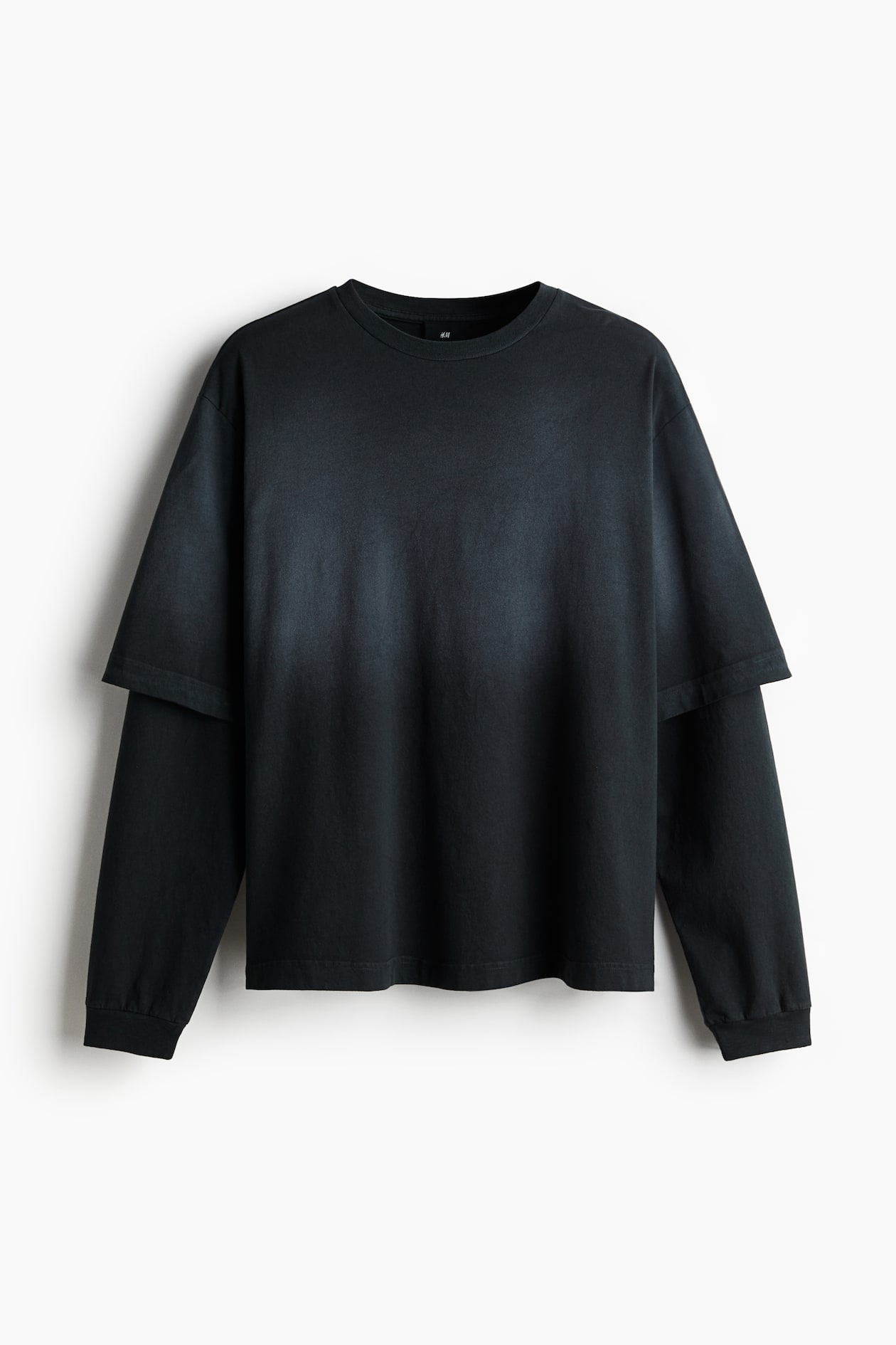 Oversized Fit Double-Layered T-shirt - Dark gray/washed - Men | H&M US