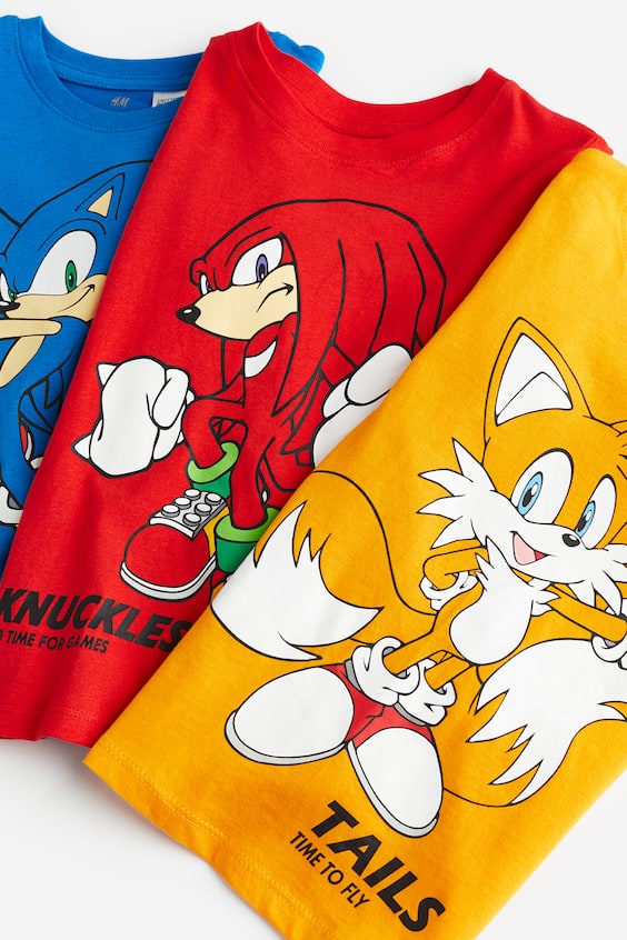 Bright blue/Sonic the Hedgehog 3-pack Long-sleeved T-shirts for kids ...