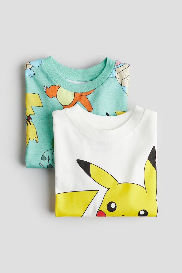 2-pack T-shirts - Mint green/Pokémon - Kids | H&M US