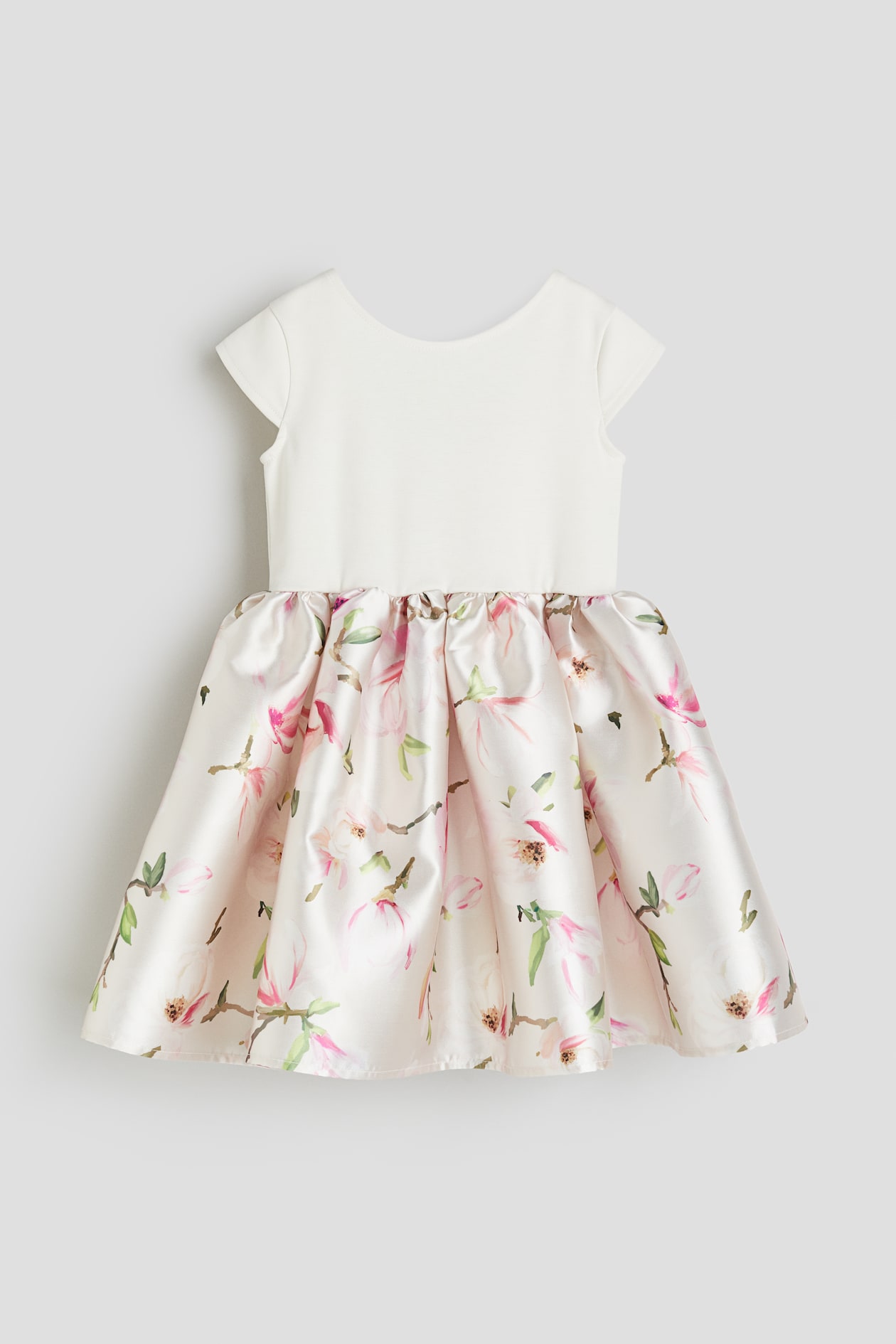 Cream/floral Bow-detail Printed Dress for kids | H&M CA