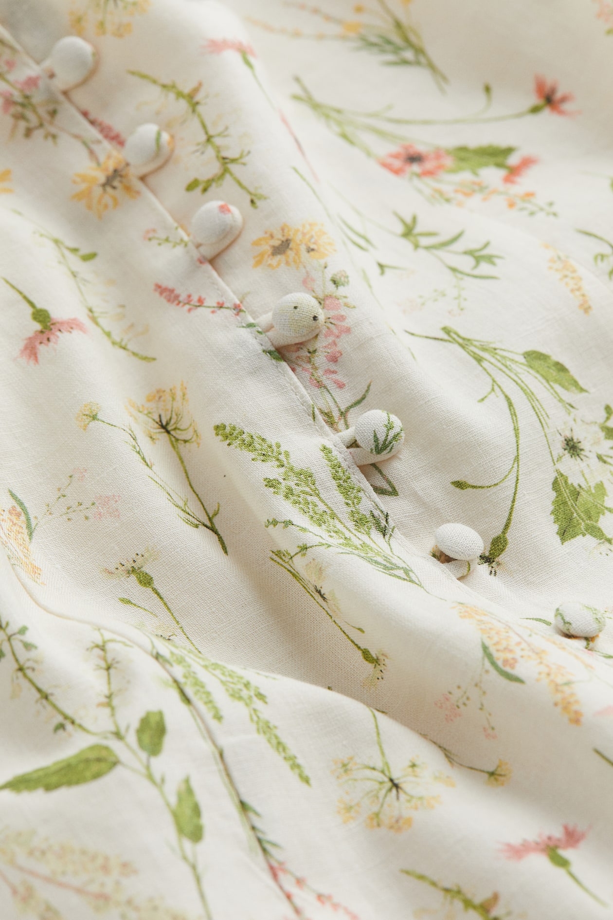 Women's White/Floral Linen-blend dress | H&M GB