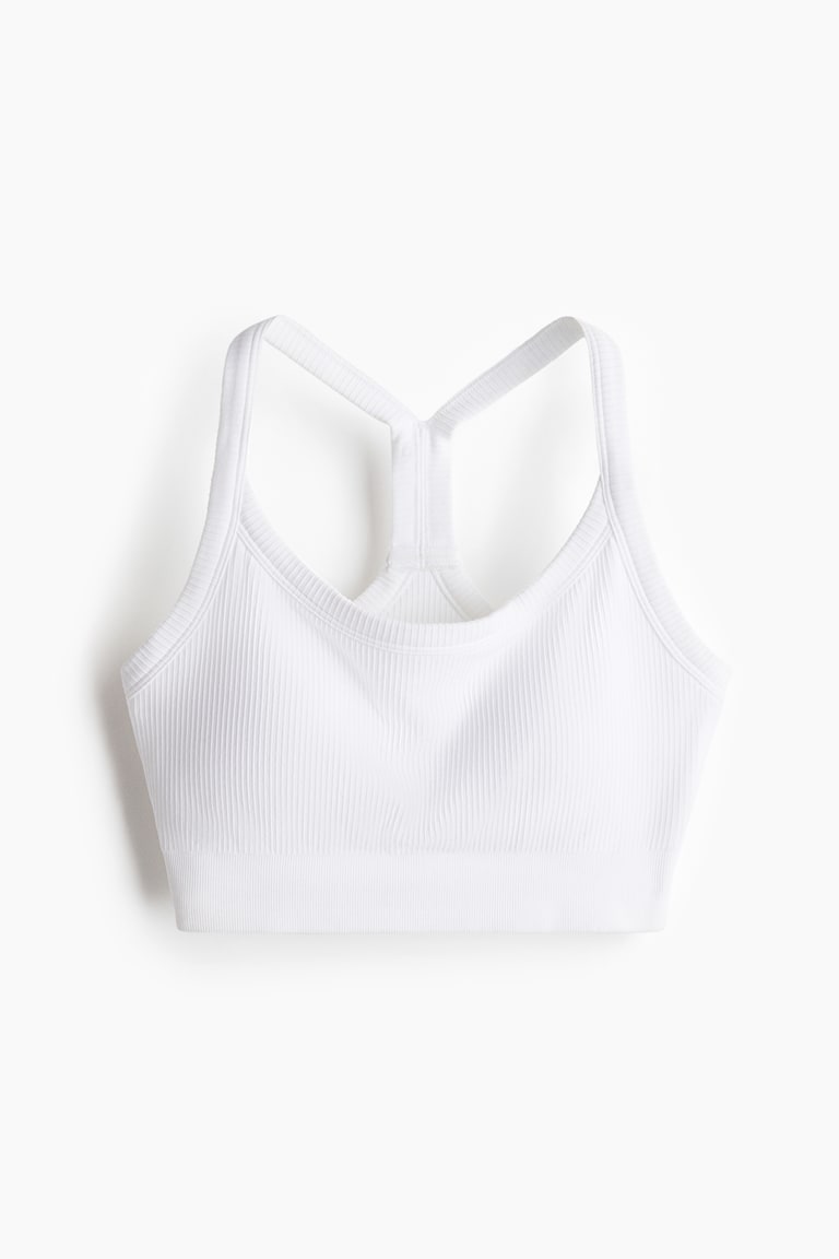 Seamless Medium-Support Sports Bra with DryMove™ - White - Ladies | H&M US