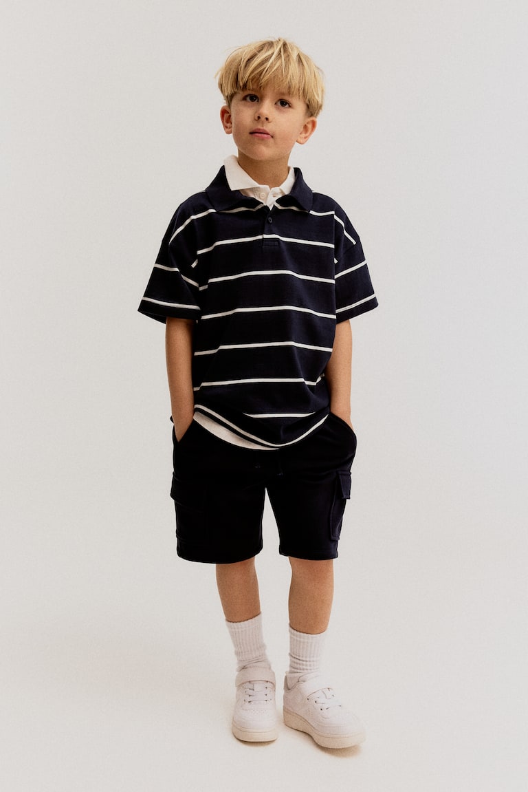 Navy blue Cargo Sweatshorts for kids | H&M CA