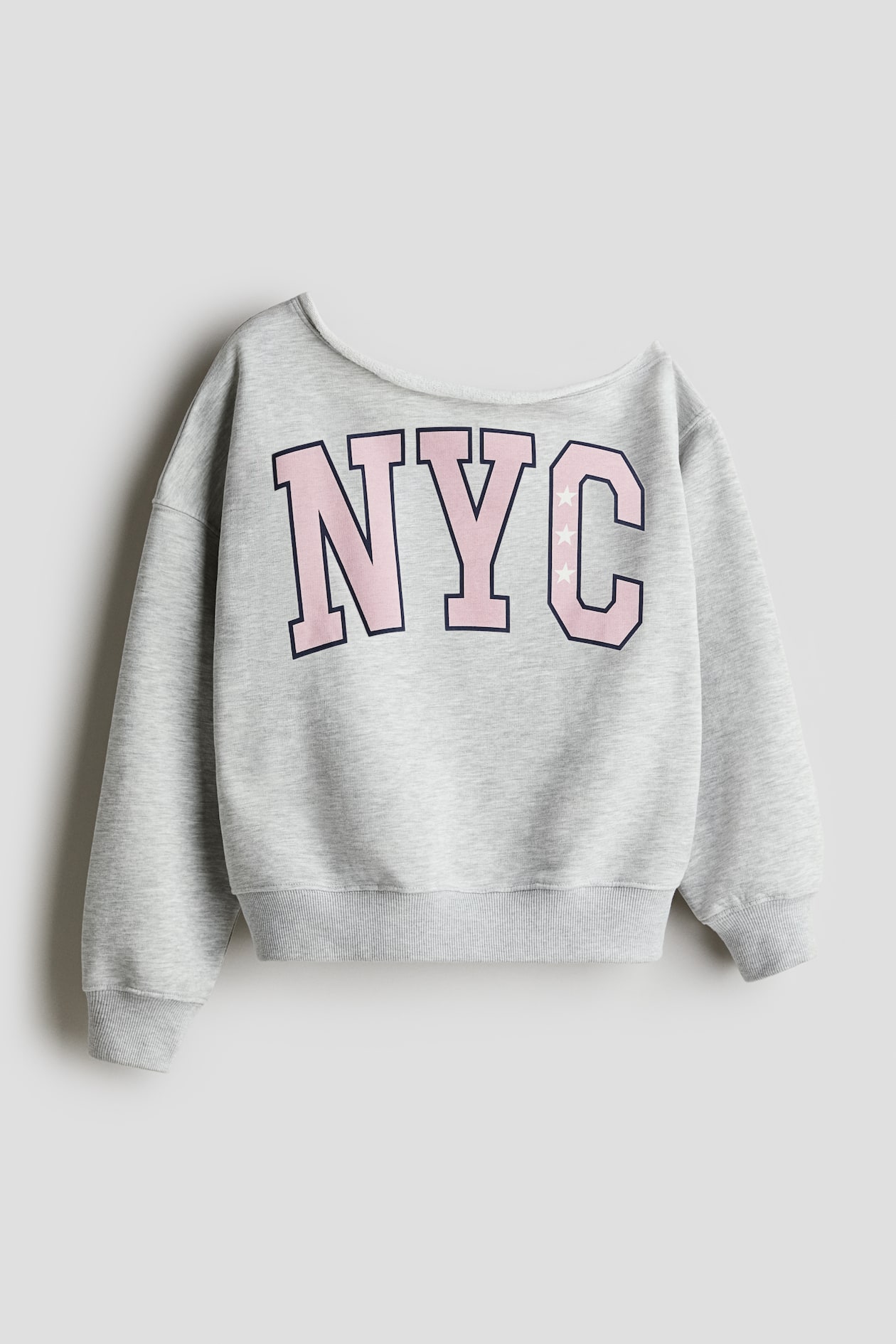 Oversized One-Shoulder Sweatshirt - Light gray melange/NYC - Kids | H&M US