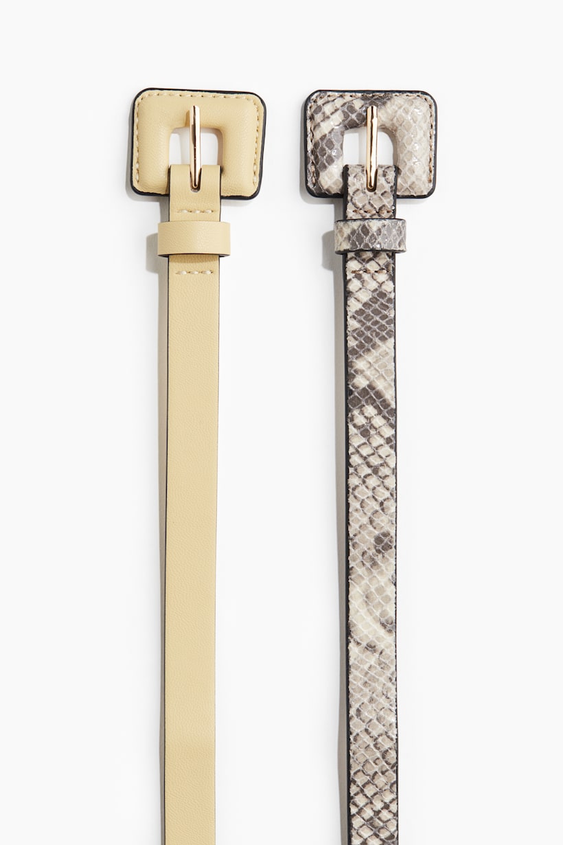 2-pack Belts - Yellow/snakeskin-patterned - Ladies | H&M US