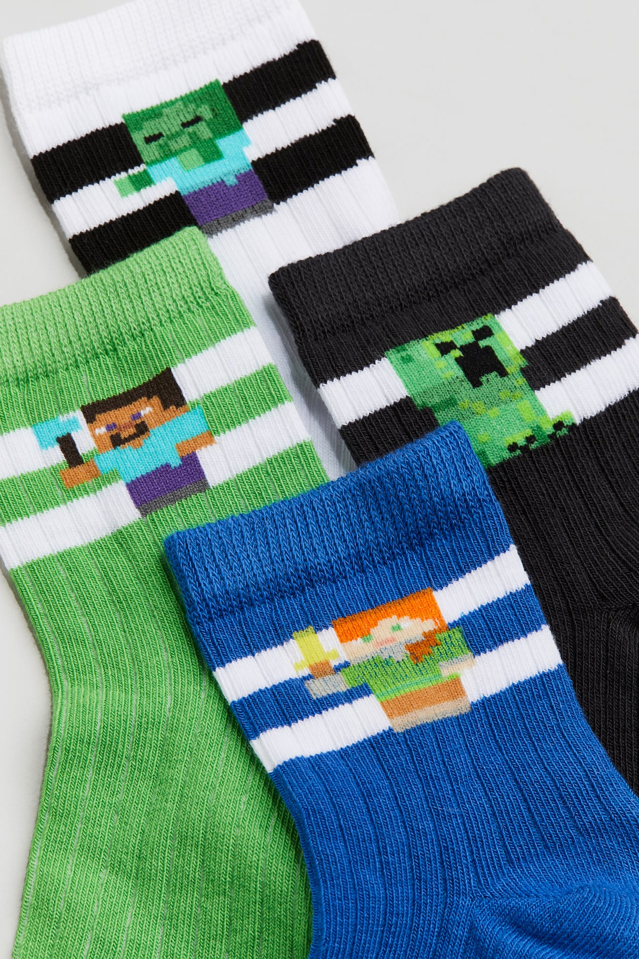 5-pack Patterned Socks - Bright green/Minecraft - Kids | H&M US
