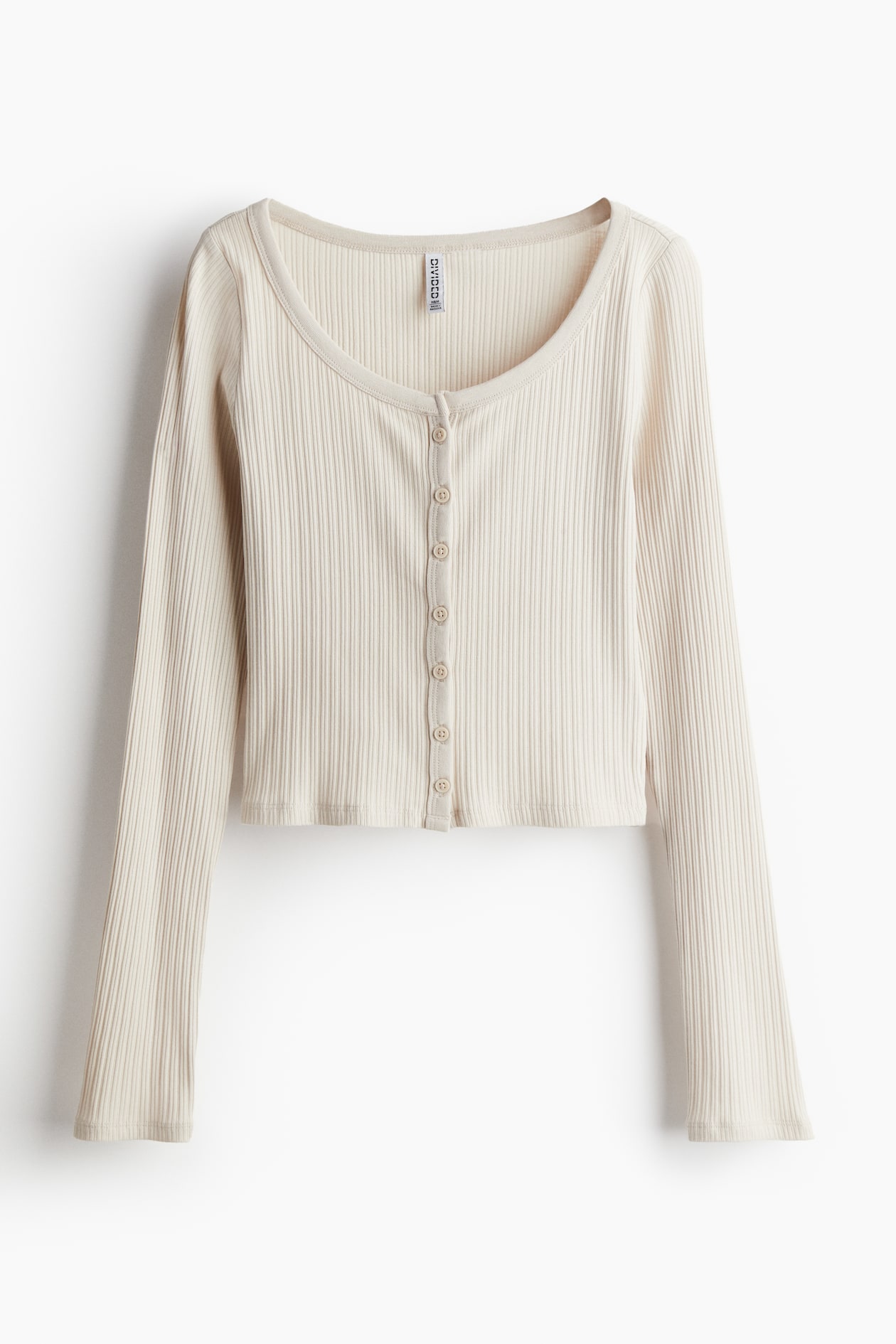 Women's Light beige Ribbed Button-Front Top | H&M US
