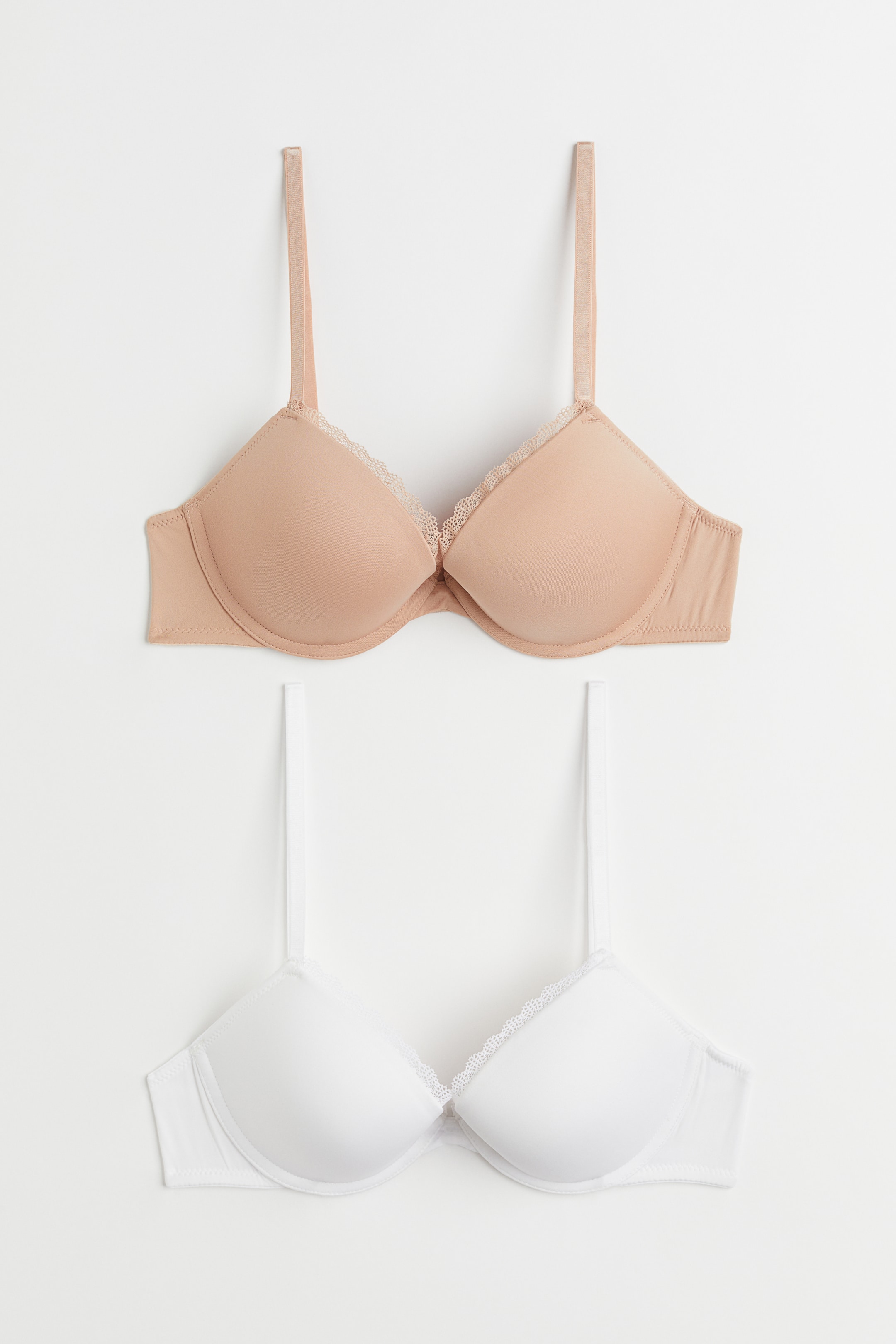 2-pack microfibre push-up bras - Beige/White - Ladies | H&M GB