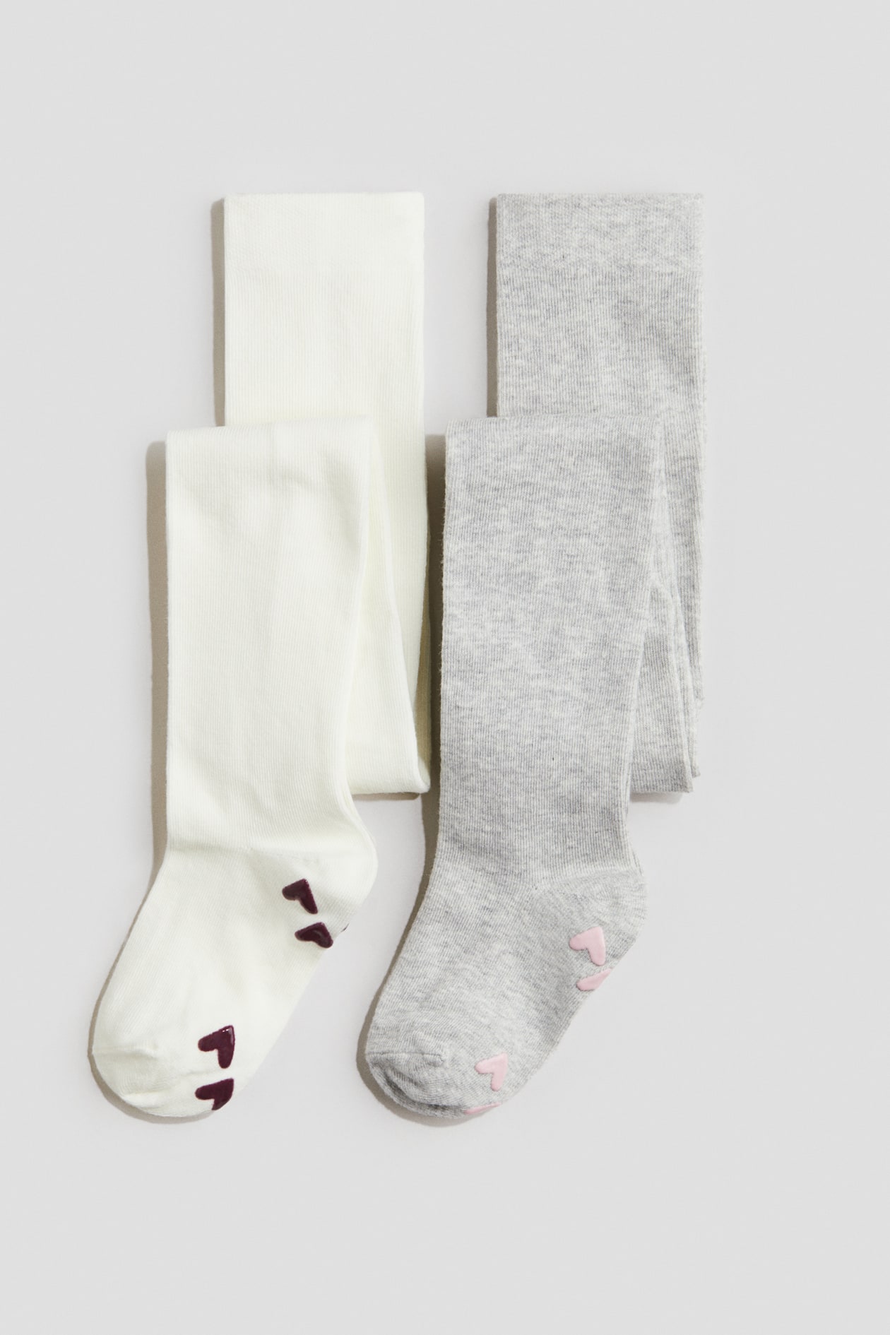 White/Hearts 2-pack Anti Slip Fine Knit Tights for kids | H&M AU