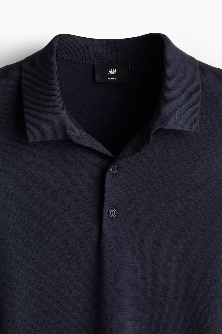 Slim Fit Polo Shirt - Navy blue - Men | H&M US