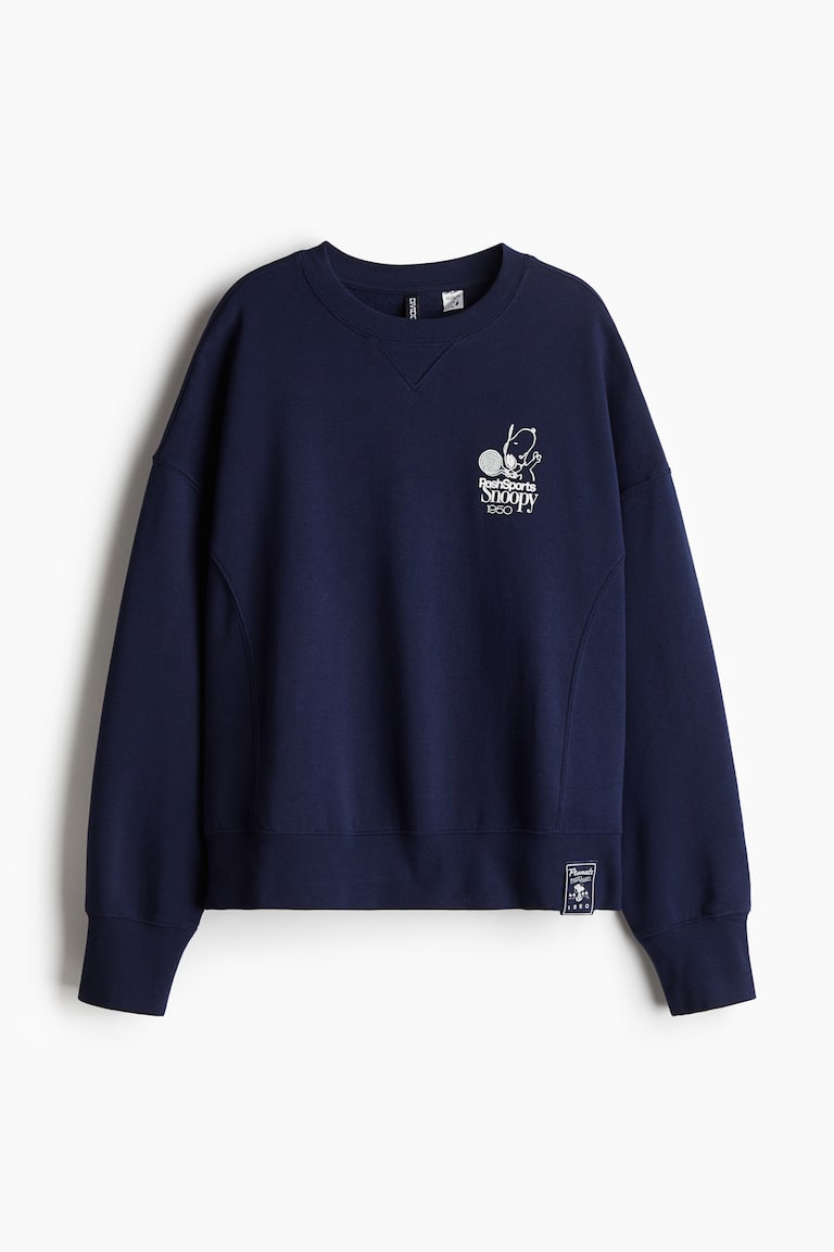 Women's Navy blue/Snoopy Printed Sweatshirt | H&M US