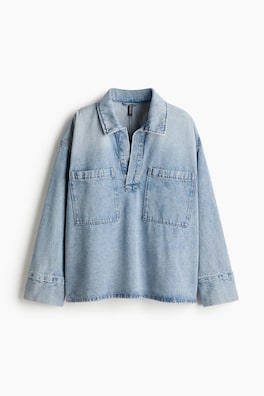 Oversized Pullover Denim Shirt - Light denim blue - Ladies | H&M US