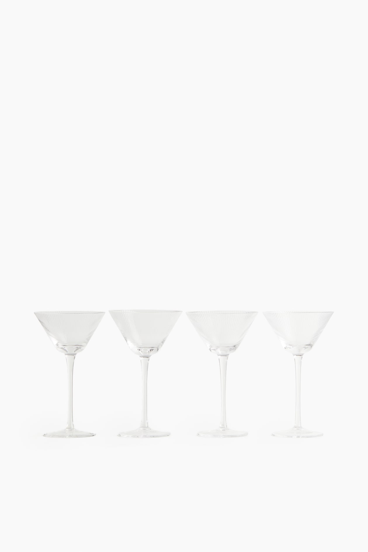 Pack de 4 copos de cocktail com efeito estriado - Vidro incolor - HOME ...