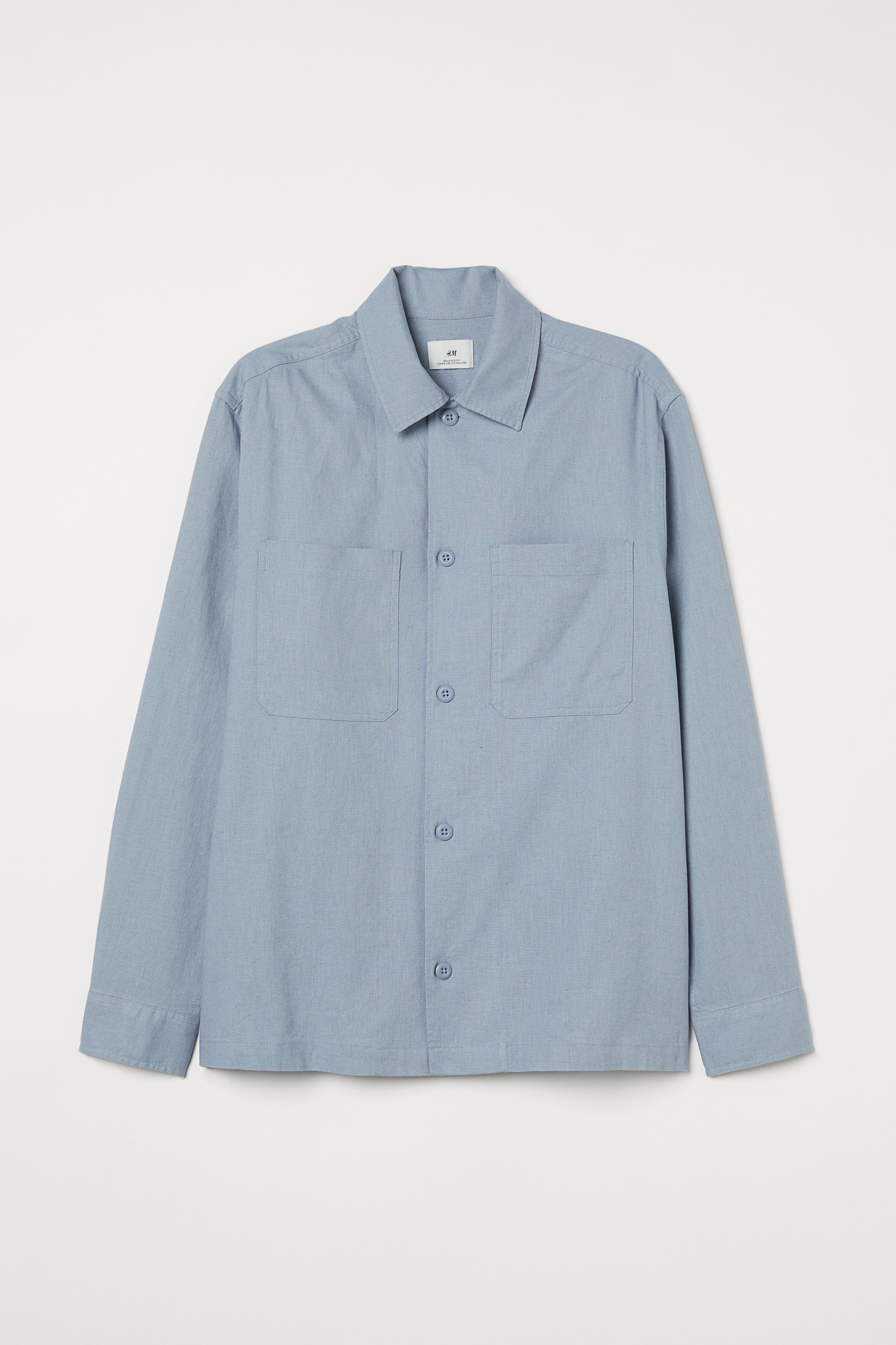 Relaxed Fit Linen-blend shacket - Light blue - Men | H&M IE