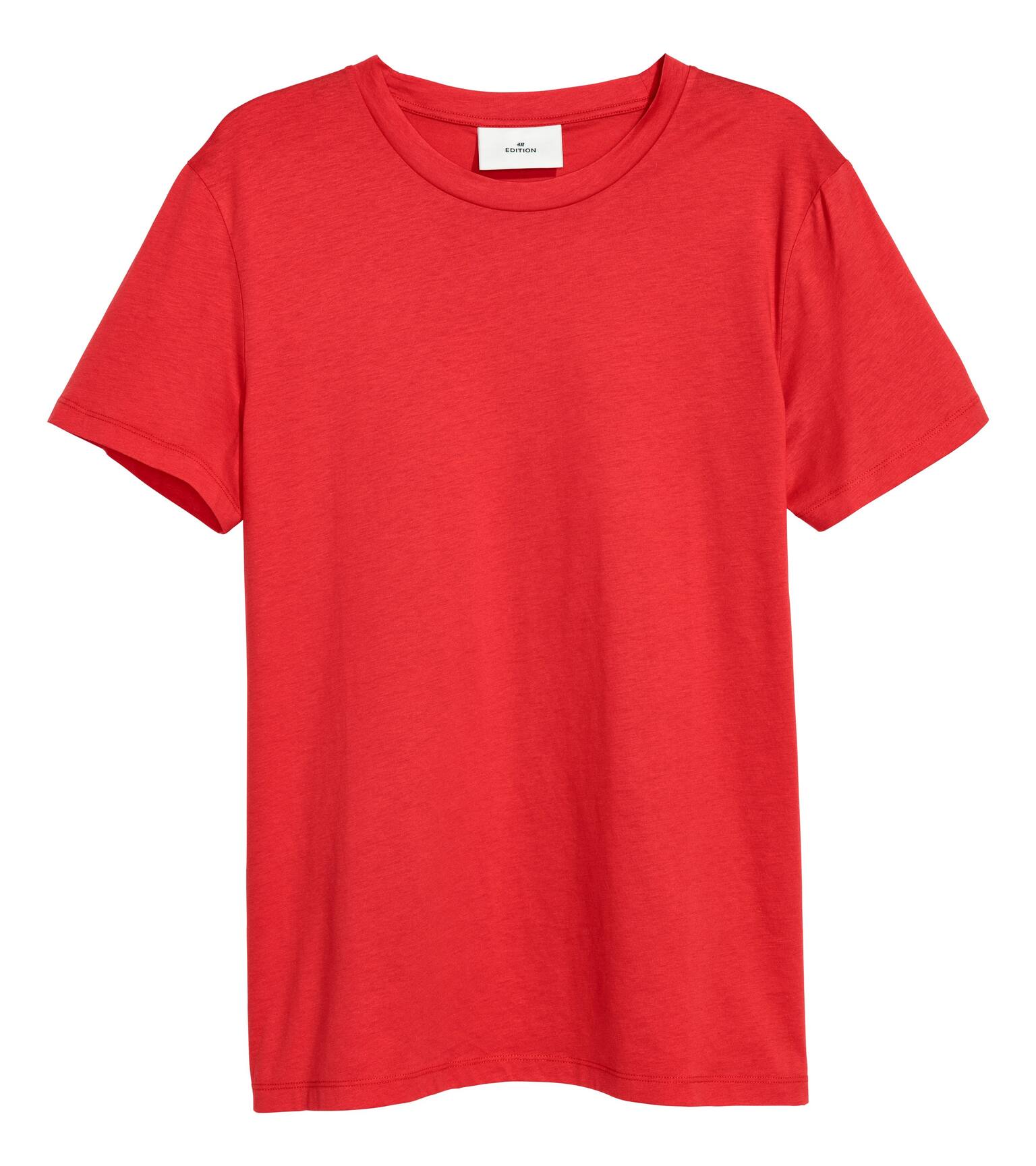 Cotton and Silk T-shirt - Bright red - Men | H&M US