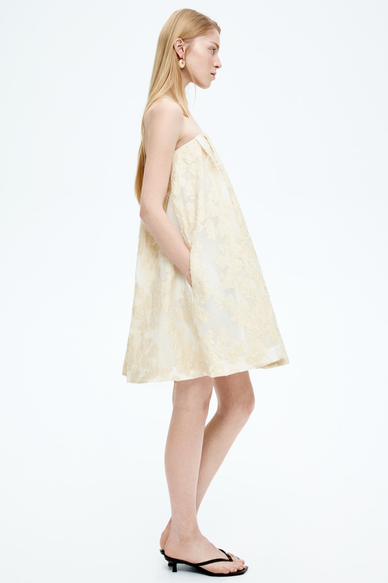 Jacquard-Weave Mini Dress - Cream - Ladies | H&M US