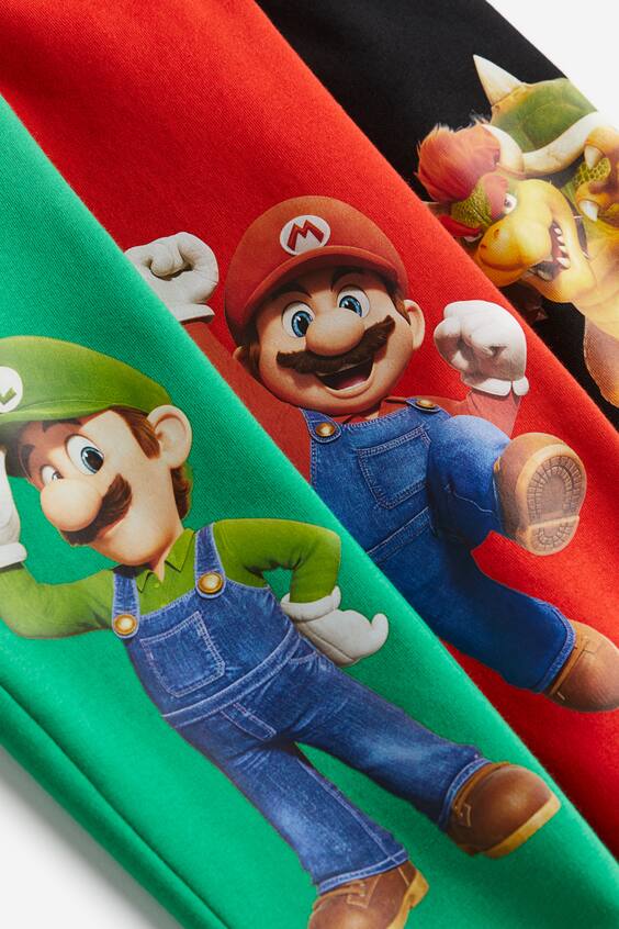 Red/Super Mario 3-pack Printed Joggers for kids | H&M US