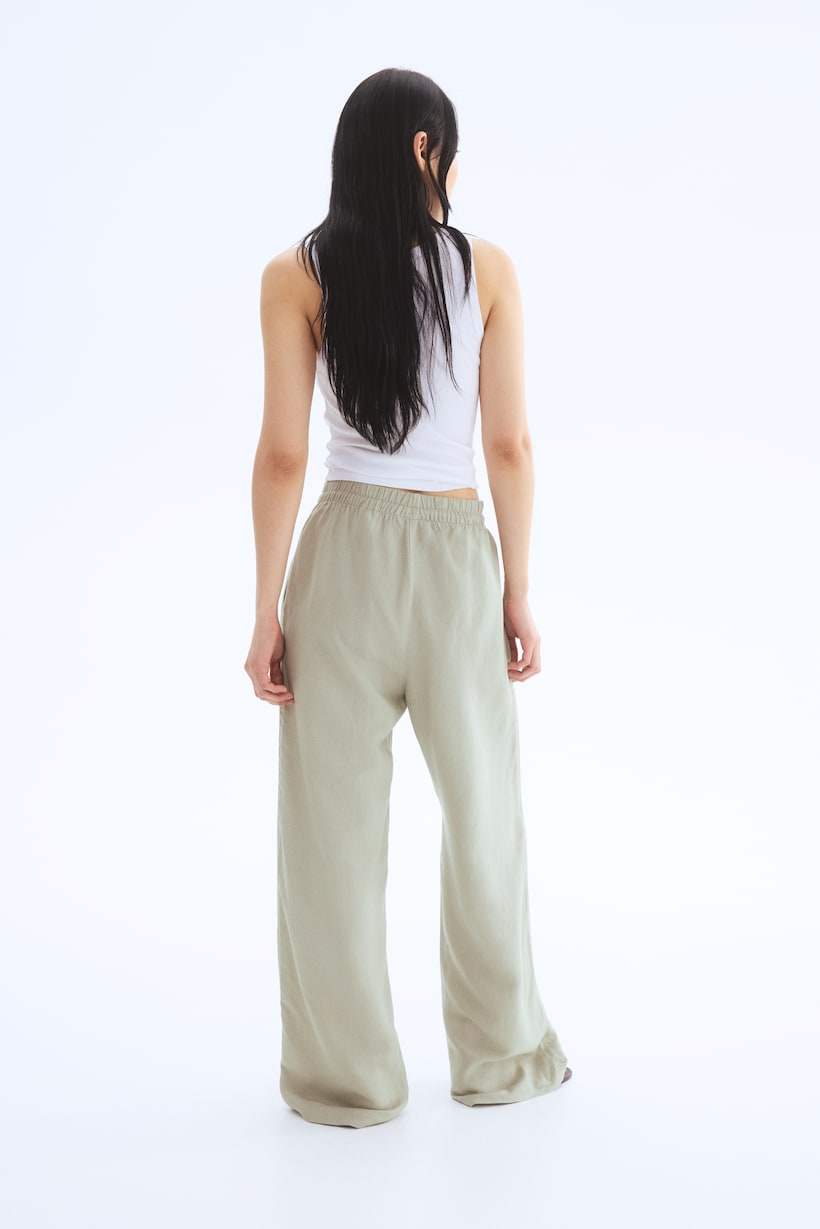 Linen-Blend Pants - Light green - Ladies | H&M US