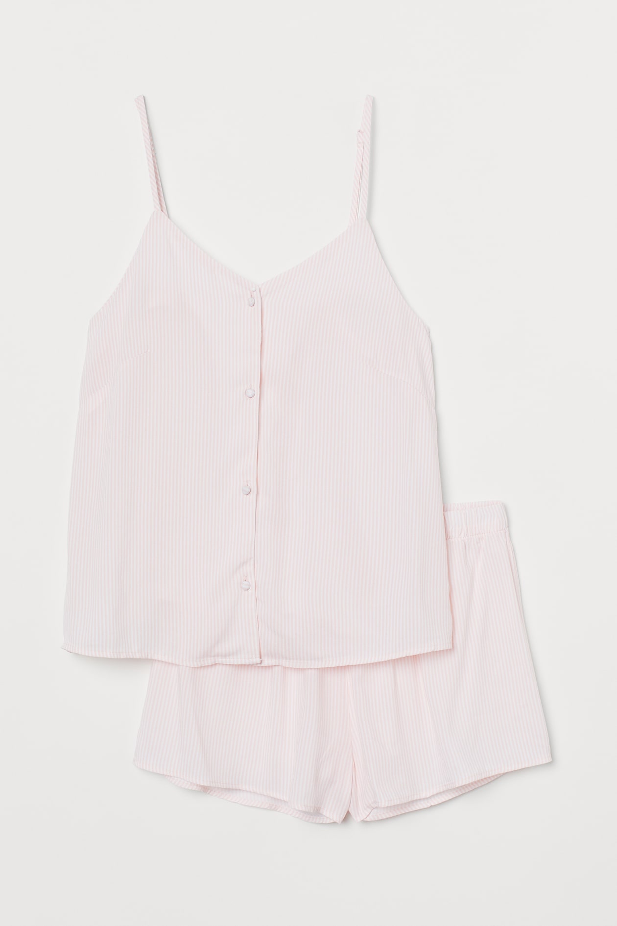 Pyjamas med singlet og shorts - Ermeløs - Kort - Lys rosa/Hvit stripet ...