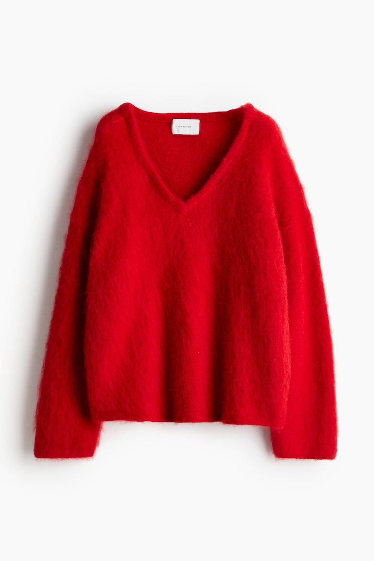 Oversized Mohair-Blend Sweater - Bright red - Ladies | H&M US