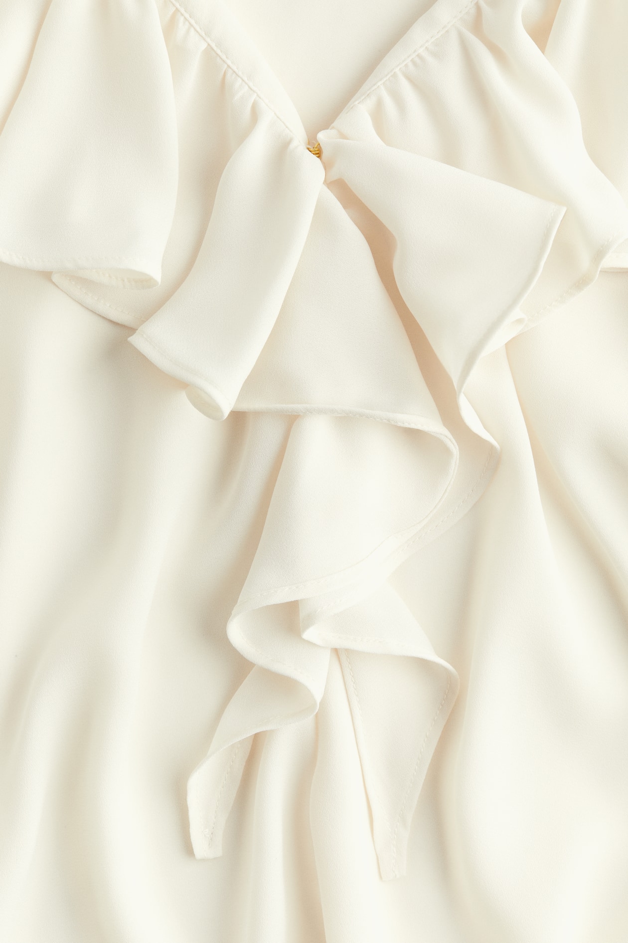 Flounce-Trimmed Tie-Neck Blouse - Cream - Ladies | H&M US