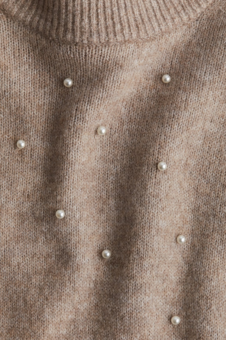 Women's Beige marl/Beads Embellished jumper | H&M IN