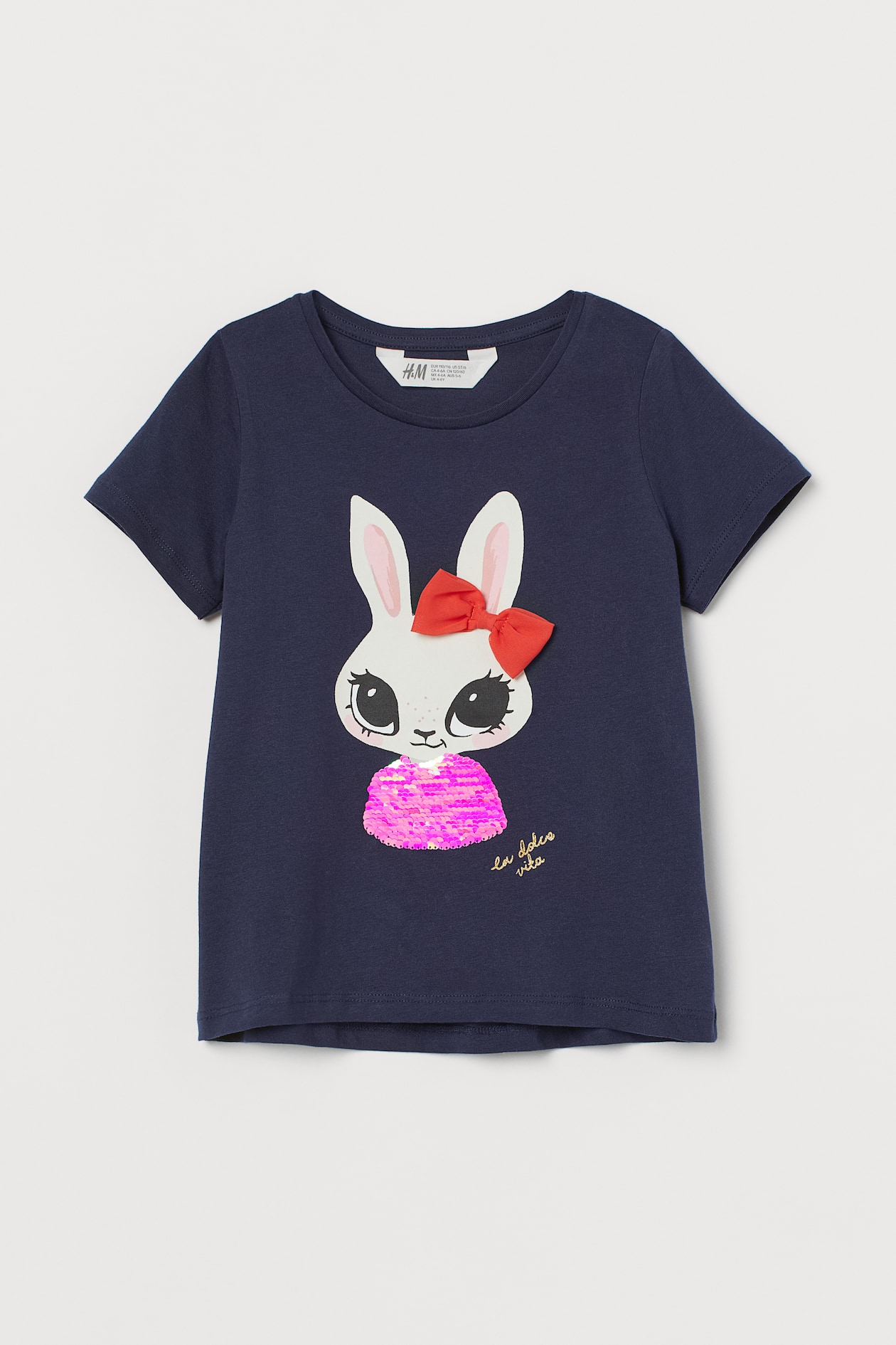 Top - Round Neck - Short sleeve - Navy blue/rabbit - Kids | H&M CA
