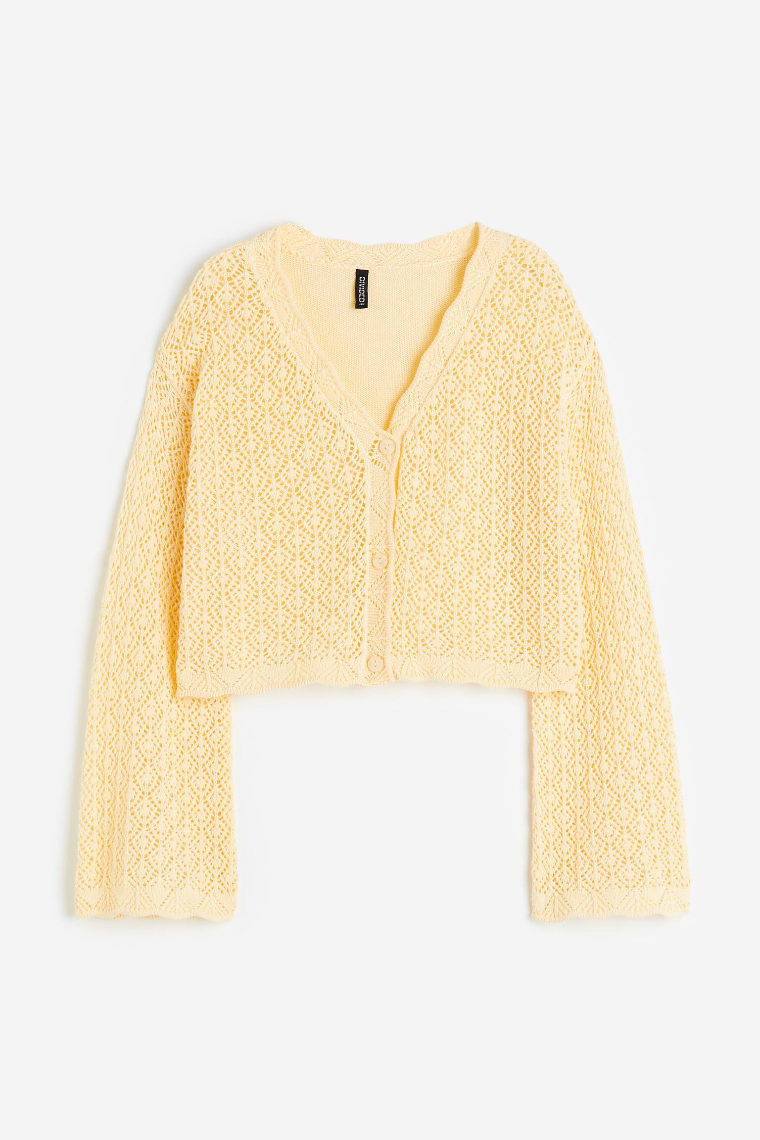 Women's Light yellow Pointelle-knit cardigan | H&M IE