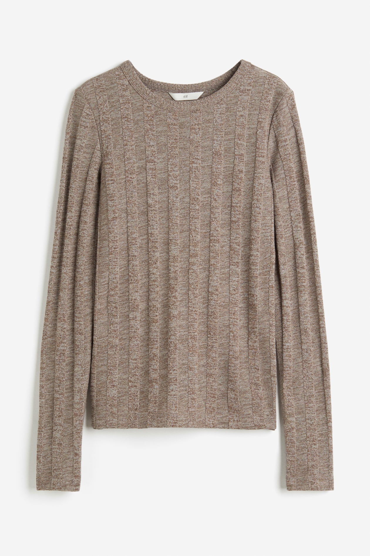 Rib-knit top - Dark beige marl - Ladies | H&M GB