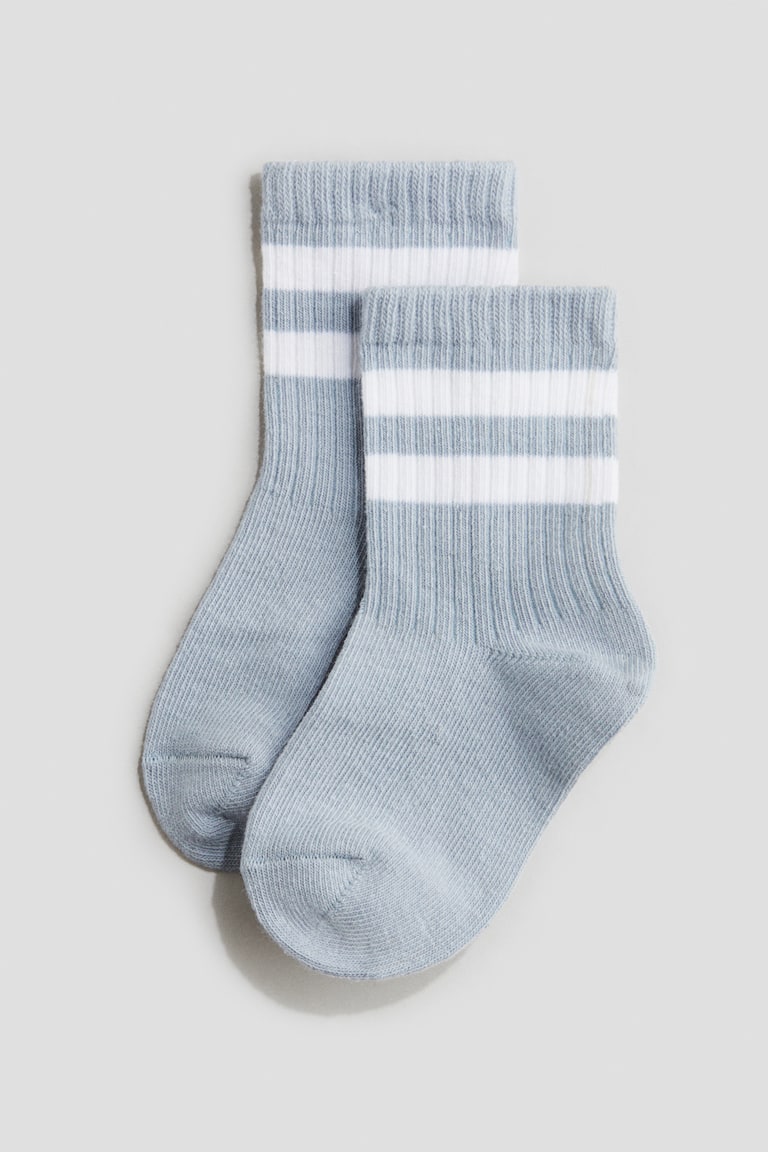 White/blue striped 3-pack socks for kids | H&M CA