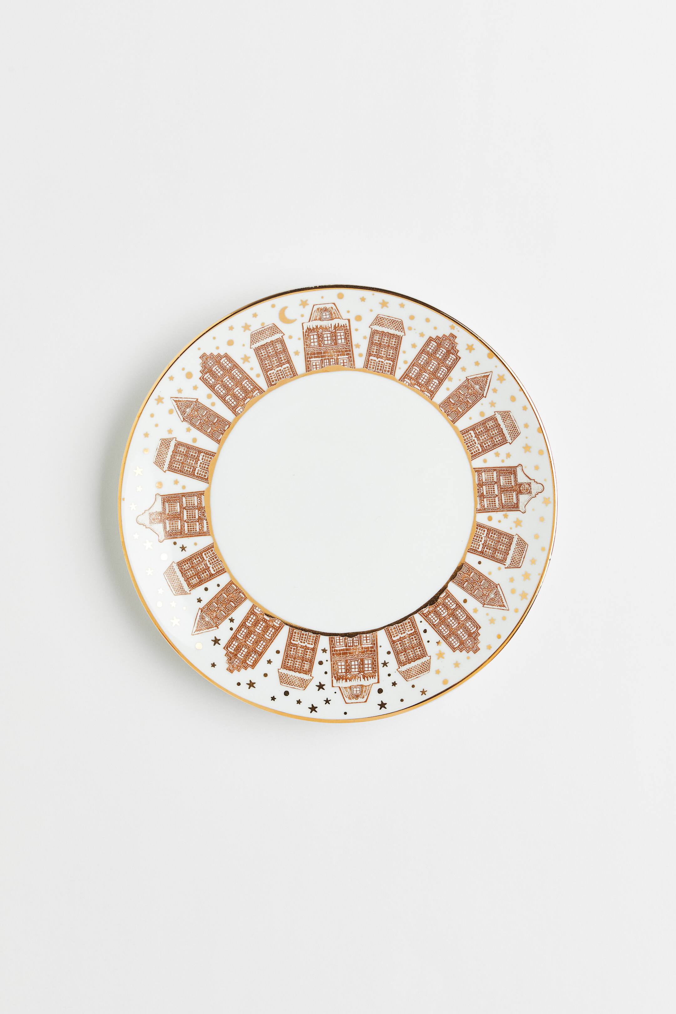 Medium-sized Porcelain Plate - White/houses - Home All | H&M CA