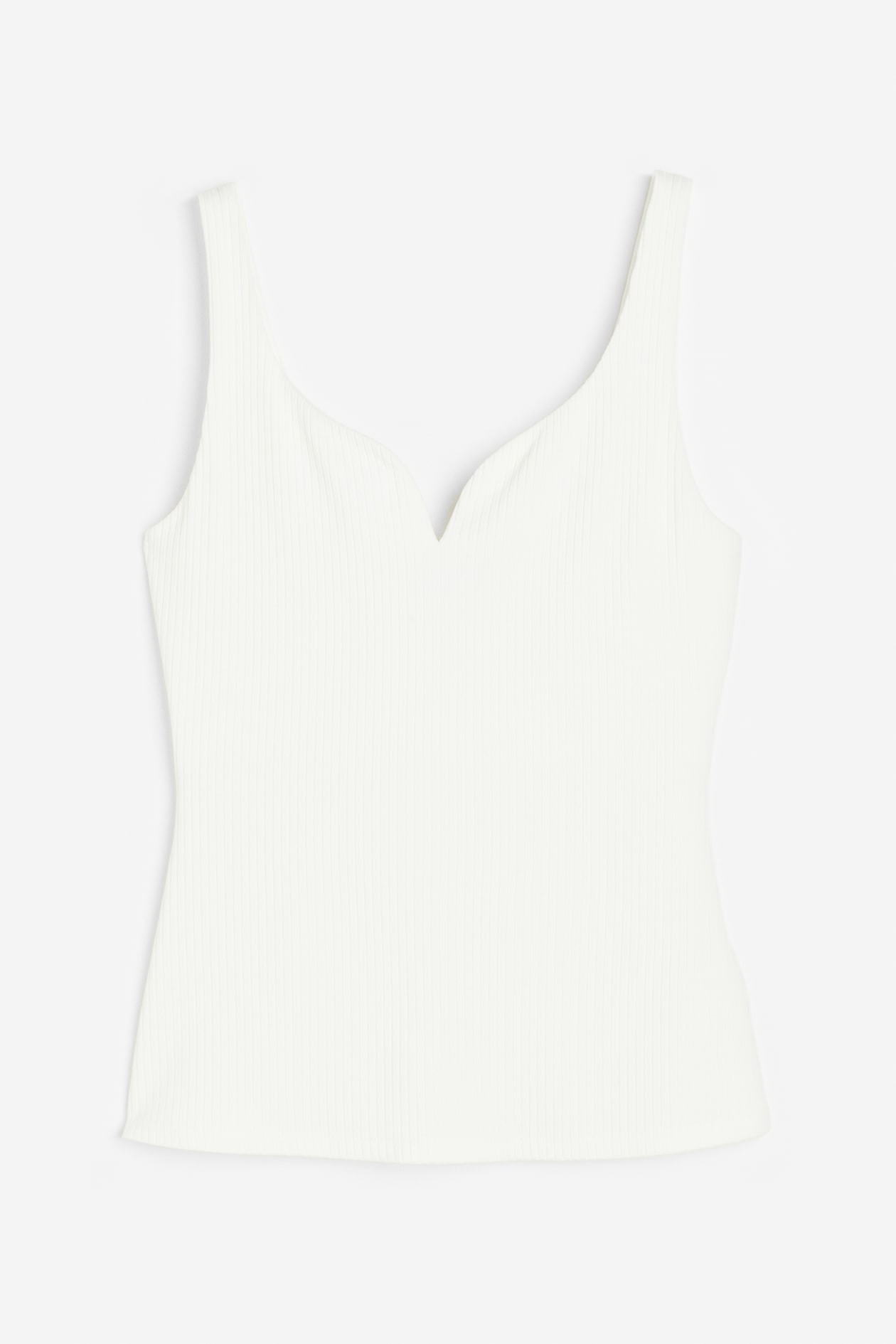 Ribbed top - White - Ladies | H&M PH