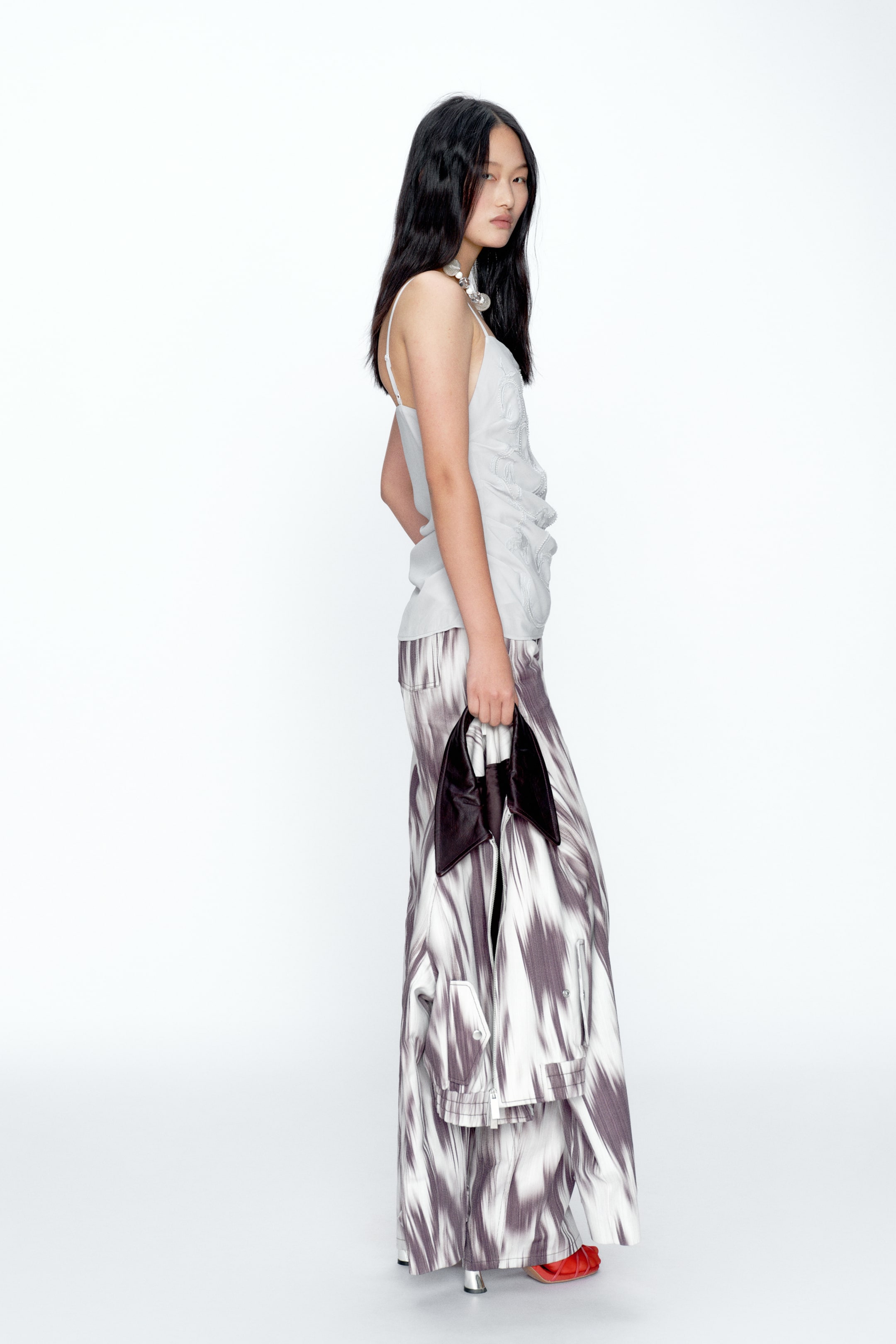 Bead-embroidered strappy top - Light grey - Ladies | H&M HK