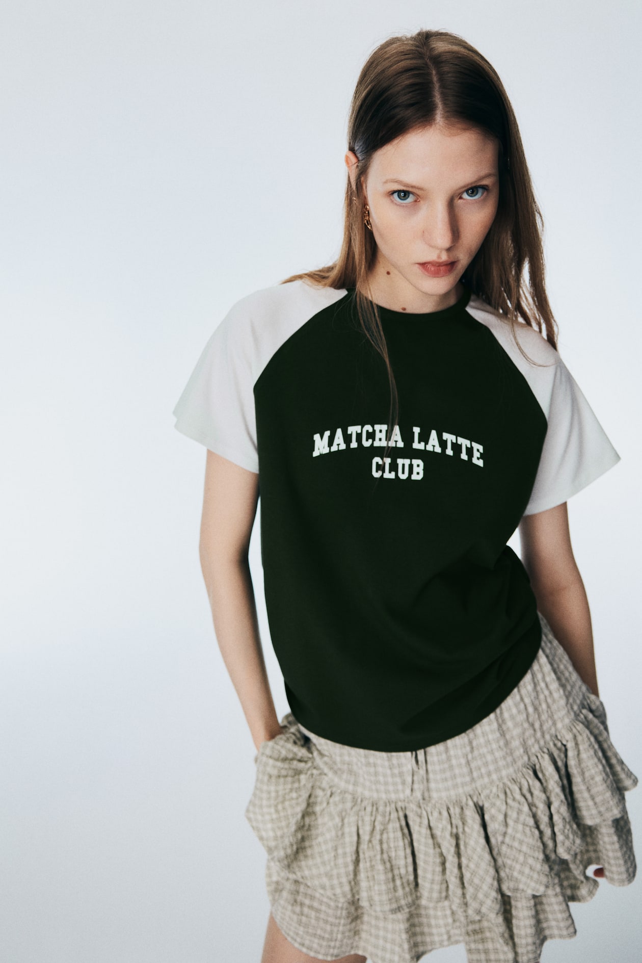 T-shirt - Dark green/Matcha Latte - Ladies | H&M GB