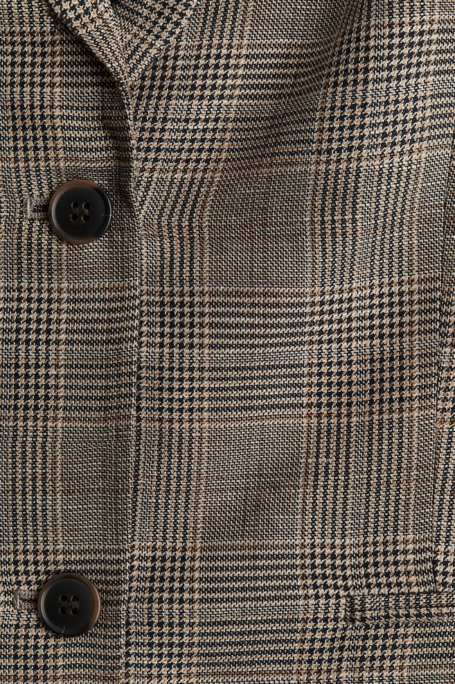 Blazer en mezcla de lino - Greige/Cuadros - Ladies | H&M MX