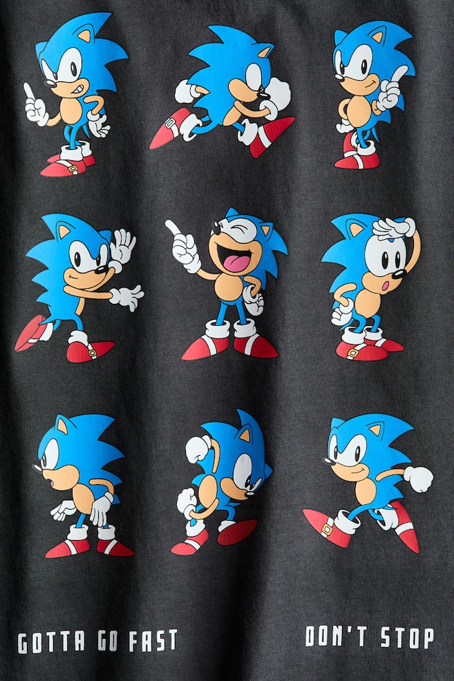 Gray/Sonic the Hedgehog Oversized Printed T-Shirt for kids | H&M US