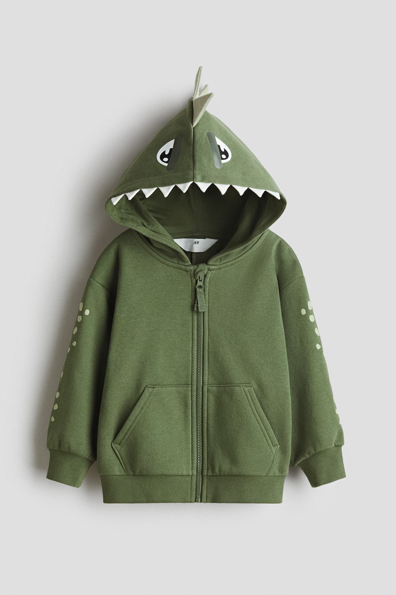 Sudadera con zíper y aplicaciones - Verde/Dinosaurio - Kids | H&M MX