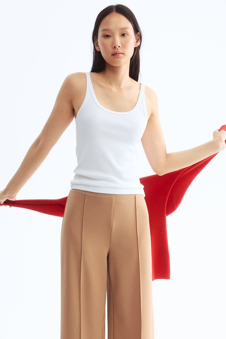 Women's Dark beige Crease-Front Pants | H&M US